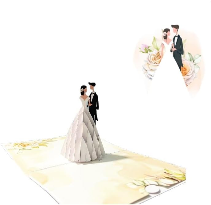 Amazon.com : ETA 3D Pop Up Wedding Card, 3d Bride and Groom Card, Just ...