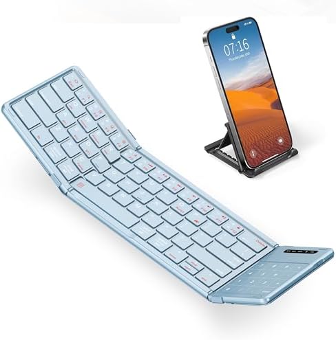 Foldable Bluetooth Keyboard,Wireless Keyboard with Phone Holder,with ...