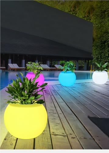Amazon.com: VHBVDFC Solar Flower Pot, Outdoor Water-Resistant Glowing ...