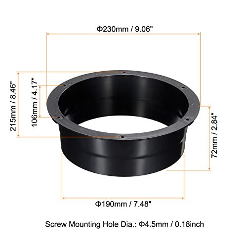 PATIKIL 8 Inch Duct Connector Flange, Exhaust Hose Flange ABS Round Air ...