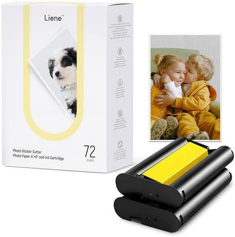 Liene Photo Paper & Cartridges – 2 Ink Refills & 72 Sheets 10 x 15 cm ...