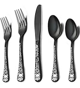 Amazon.com | MUJINON Skull Black Silverware Set for 4, 20-Piece Black ...