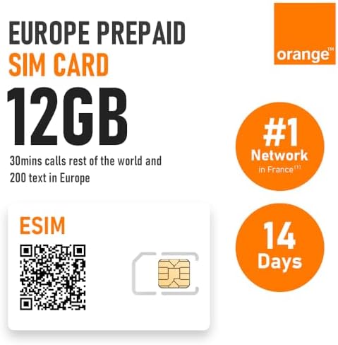 Amazon.com: Esim Europe Orange Esim Prepaid Sim Call and Text in Europe 14 Day and 28 Day 12GB ...