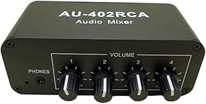 Jkowueom Multi-Source RCA Mixer Stereo Audio Reverberator 4 Input 2 Output Audio Switch Switcher ...
