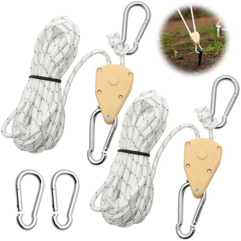 Pack of 2 Adjustable Rope Ratchet 4 m, Pull Ratchet Grow 1/8 Inch with ...