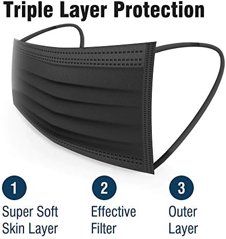 Amazon.com: WECARE Black Face Masks Disposable - Individually Wrapped ...