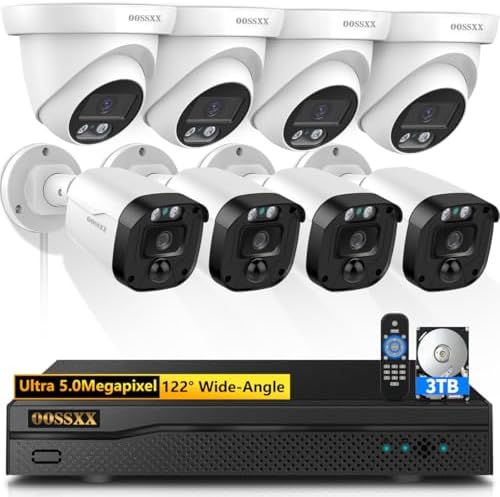 Amazon.com : OOSSXX (2026 New) 5MP Wired Security Camera System, 8CH ...