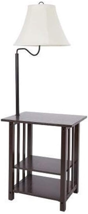 Combination Floor Lamp End Table with Shelves and Swing Arm Shade Use ...