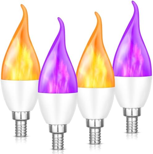 E12 LED Flickering Candelabra Flame Effect Light Bulbs - 3 Modes ...