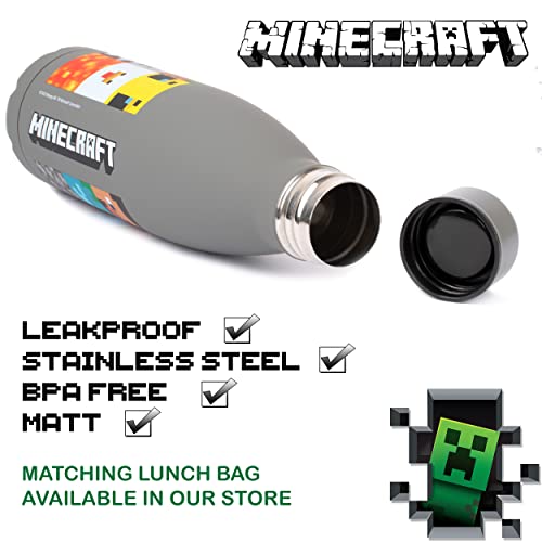 Minecraft – Stainless Steel Water Bottle – Grey Mob Characters – Video ...