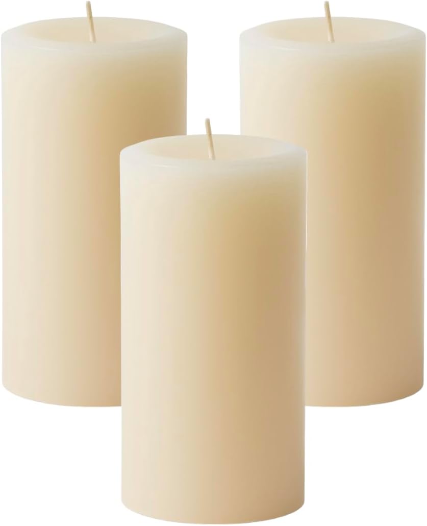 Amazon.com: Luxury 4" x 8" Ivory Pillar Candle, Unscented, Cotton Wicks ...