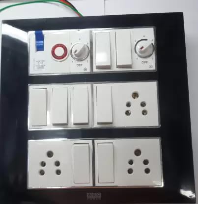 BAHUL Black and White Colour Modular Switch Board 3 Socket Extension ...