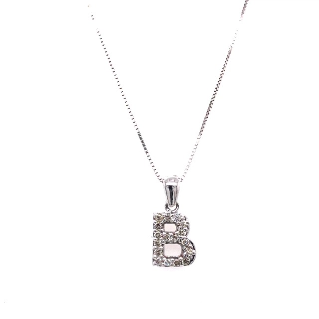 Watch 14k White Gold Letter B Diamond Initial Pendant Necklace ﹙1 ...