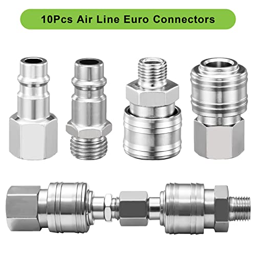 Spurtar 10 Pcs 1/4 Air Compressor Airline Fittings 1/4″ BSP Air Line ...