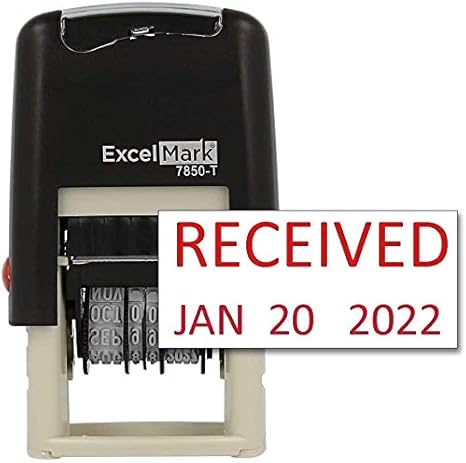 ExcelMark Received Date Stamp - Compact Size (Red Ink) : Amazon.ca: Office Products