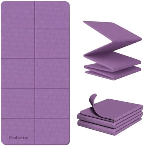 Proberos® Portable Folding Yoga Mat with Carry Bag TPE Yoga Mat Anti ...