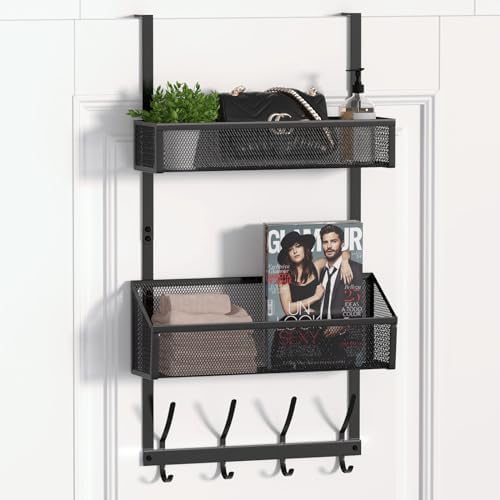Amazon.com: Unjumbly Over Door Hook with 2 Baskets and 4 Hooks ...