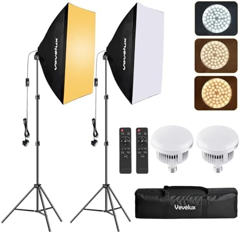 Softbox Lighting Kit LED Photography 3000K-6600K&1-100% Dimmable, 2 X ...