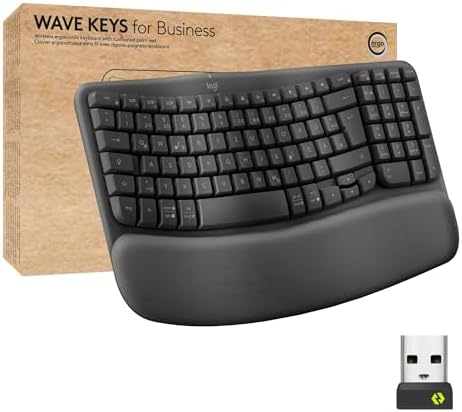 Logitech Wave Keys for Business, kabellose ergonomische Tastatur mit ...