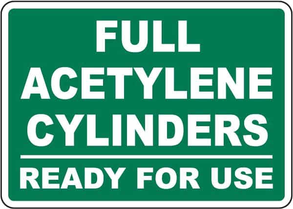 Full Acetylene Cylinders Sign - Metal Tin Chemical Safety Notice for ...