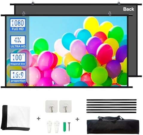 Double Layer Projector Screen 100 inch 16:9 Black Back Portable ...