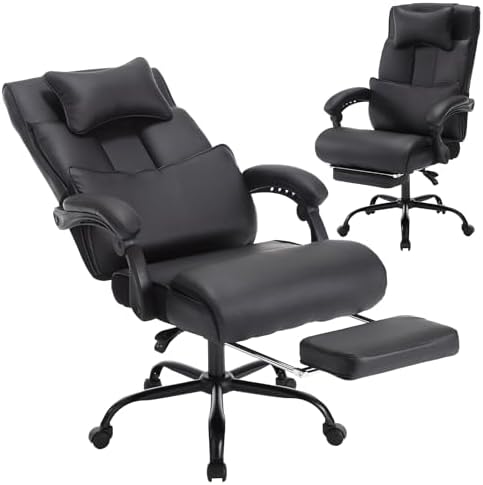 Amazon.com: REFICCER 170°Reclining Office Chair with Foot Rest Lumbar ...