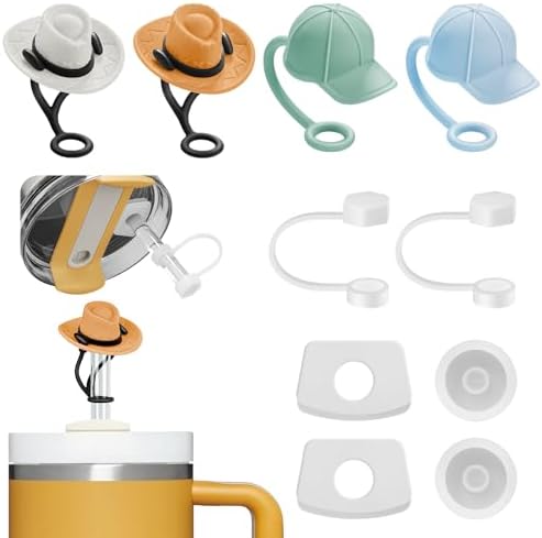 Amazon.com: 8Pcs Cowboy Hat Straw Cover Cap for Stanley Cup 30 40 oz, 0.4in 10mm Cute Funny Soft ...