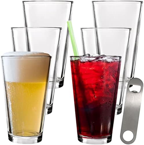 Amazon.com: Mainstream Source Classic Pint Glasses – 16oz Pint Glass ...