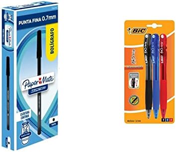 Bolígrafos Paper Mate Kilométrico Punta Fina Tinta Negra + BIC ...