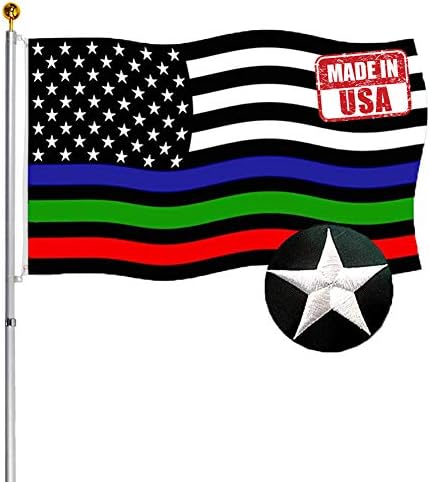 Amazon.com : Thin Blue Red Green Line American Flag 3x5 Outdoor- Heavy ...