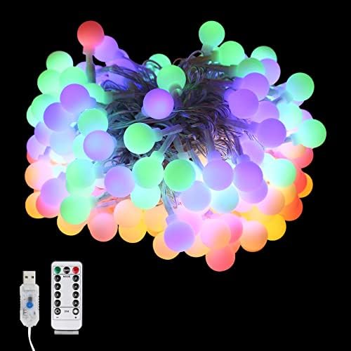 Globe String Lights Indoor Outdoor 100 Led Fairy Lights 8 Modes ...