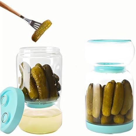 Amazon.com: SEMANJLL Glass Pickle Jar with Strainer Flip, 49 oz ...