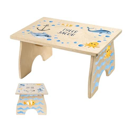 Amazon.com: Ocean Shark Step Stool for Toddlers- Personalized Wood Kids ...