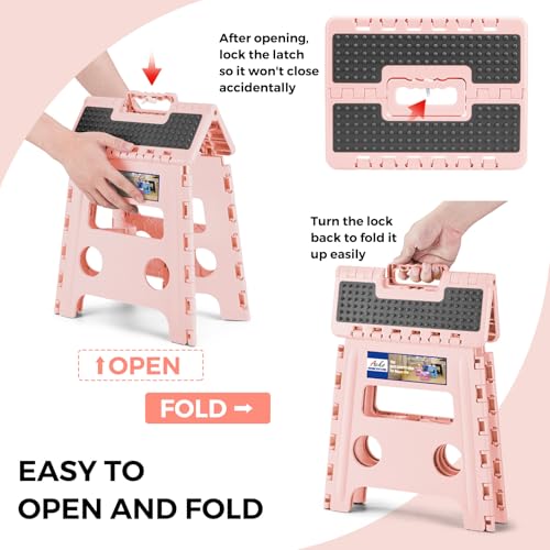 ACKO Folding Step Stool 13 inch Height Premium Heavy Duty Foldable Step ...