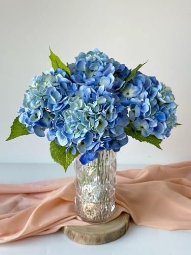 Amazon.com: SUMTIPHUN 4Pcs Real Touch Hydrangeas Gradient Blue ...