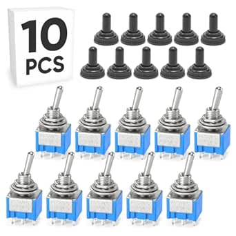 Amazon.com: 10PCS Miniature Toggle Switch with Waterproof Cap MTS-203 ...