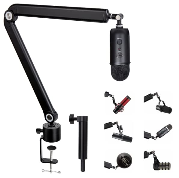 Blue Yeti Boom Arm with Extension Tube - Mic Boom Arm Compatible with ...