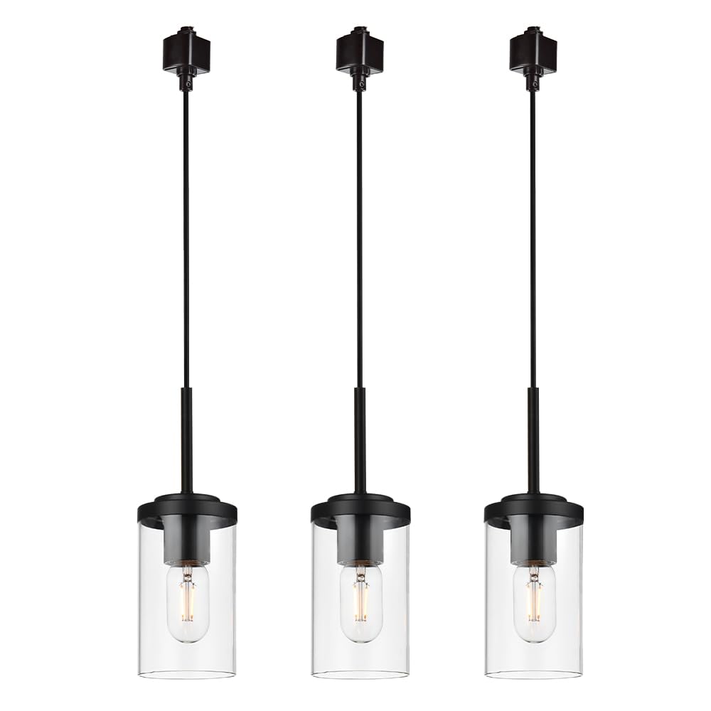 BONLICHT H-Type Modern Track Pendant Lights with Clear Glass, 3 Pack ...