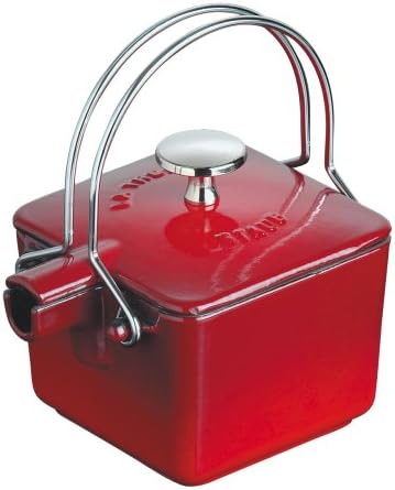 Amazon.com | Staub La Theiere 1/2-Quart Square Teapot, Pimento Red ...