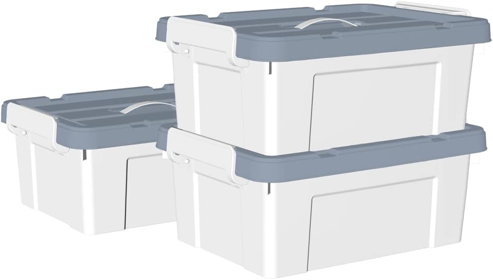 Asude 10L 20L 30L Plastic Storage Box Container Boxes Lid Handles Home ...