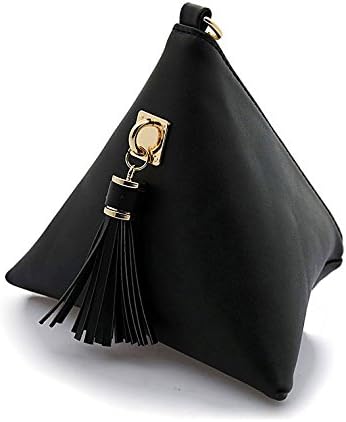 Lily Tassel Pyramid Womens Mini Tote Bag Black Clutch Unique Triangle ...