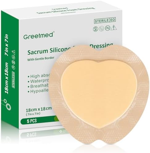 Amazon.com: Sacrum Foam Dressing with Border - Silicone Adhesive 7"x7 ...