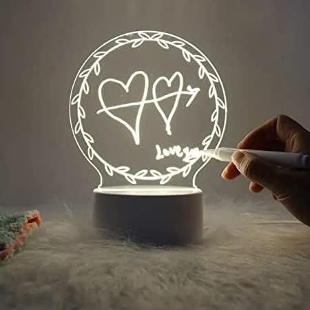 AYME® 3D Acrylic Creative Message Board LED Light Base Holder, Writing ...