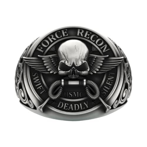 Amazon.com: SilversByAule USMC Force Recon Military Ring, Sterling ...