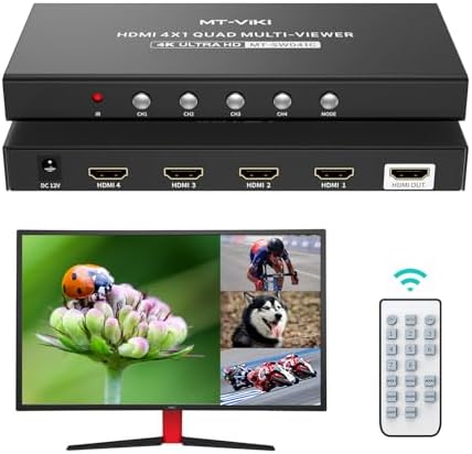 Amazon.com: MT-VIKI 4K HDMI Multiviewer 4x1 w/IR Remote, 4K@30Hz ...