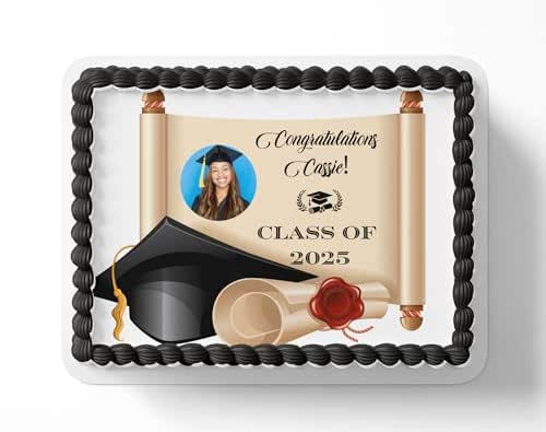 Amazon.com: Graduation Edible Sheet Cake Topper – Congrats Grad Edible ...