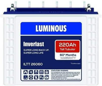 LUMINOUS Inverlast ILTT 25060 200Ah Tall Tubular Battery with Eco Volt ...