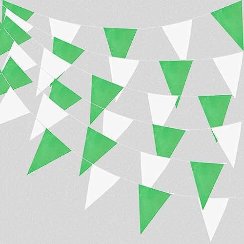 Amazon.com: 40 Meters 131 Feet Green and White Fabric Pennant Banner ...