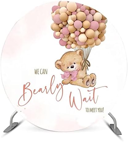 Amazon.com : ittsmnt We Can Bearly Wait to Meet You Round Backdrop ...