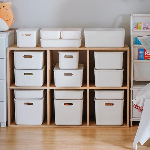 BTGGG Set of 5 Plastic Storage Box with Lid Multiple Size Stackable Plastic Boxes with Lids for ...